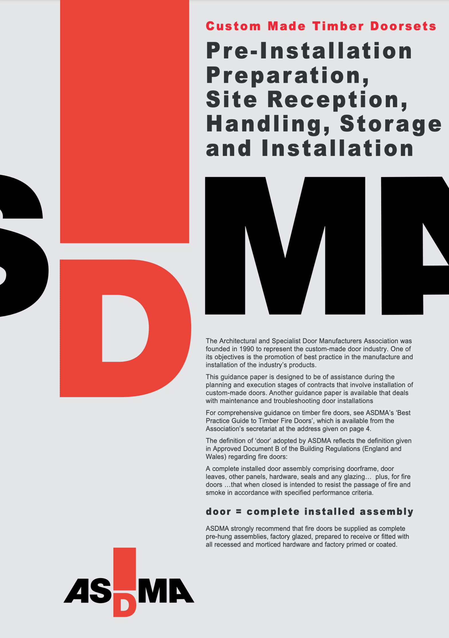 Installation Guide Cover - ASDMA